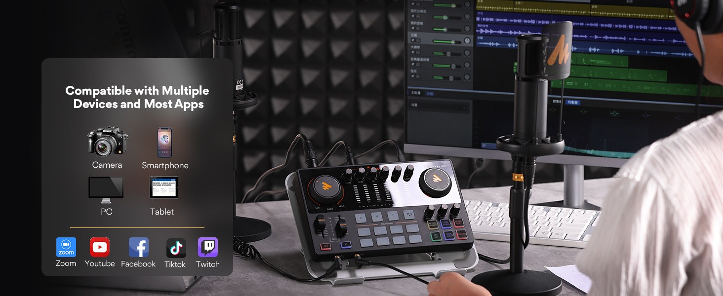 Maono AME2A Professional Sound Card Microphone Set Maonocaster Studio ...