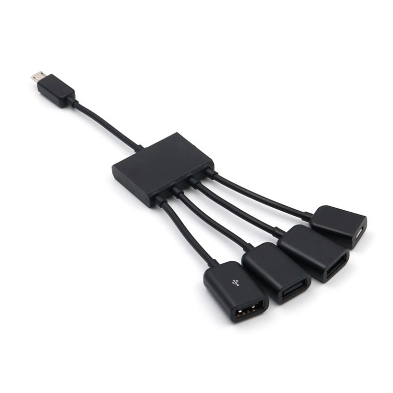Hot 4 Port Micro USB Type-c Power OTG Extender Hub Cable Black For ...
