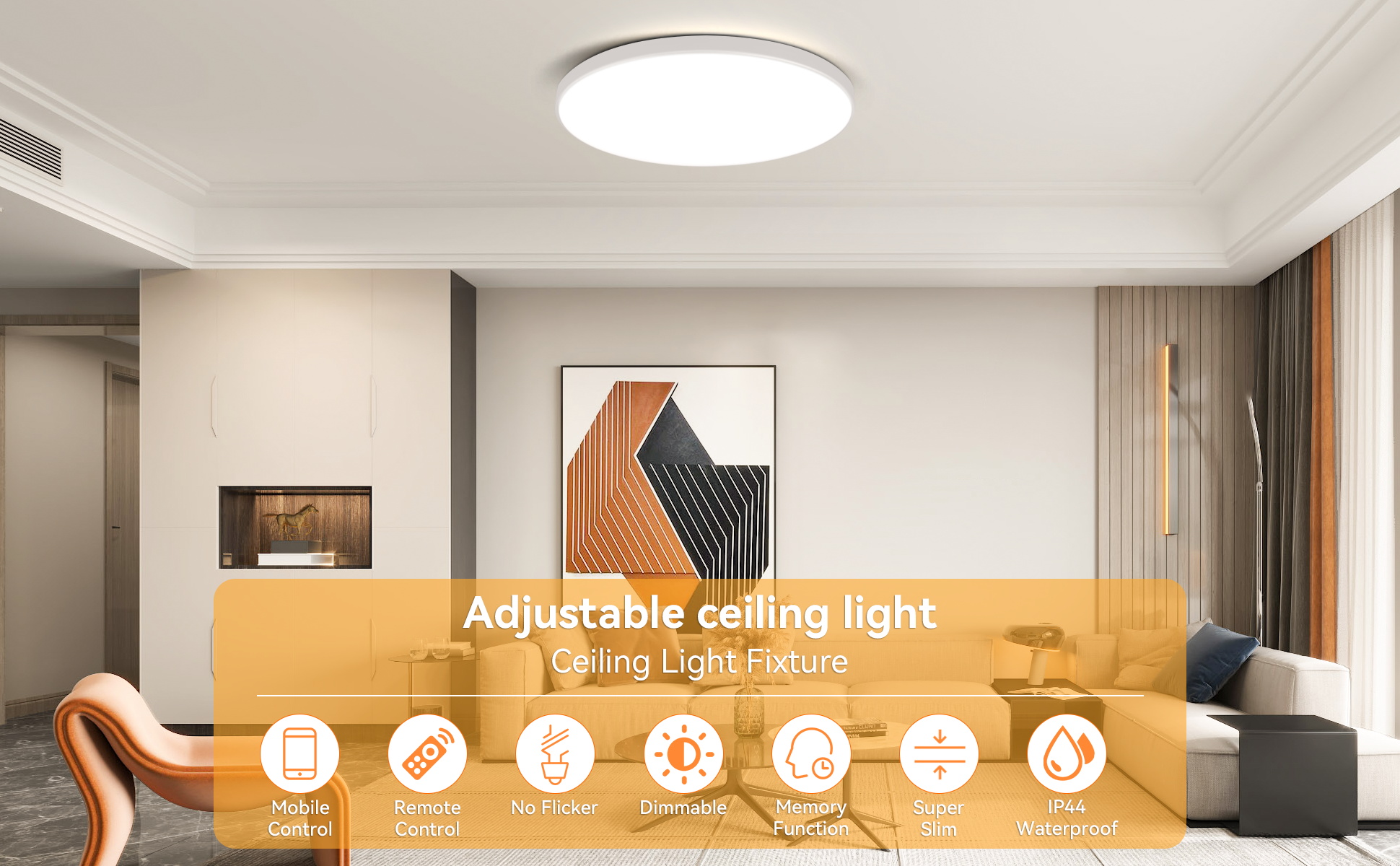 LED Ceiling Light 3 Colors Bedroom Ceiling Lamp for Indoor Kitchen ...