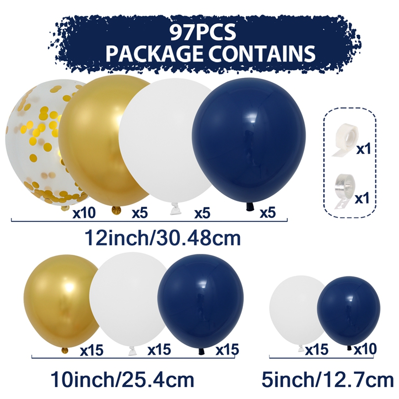 97pcs Ink Blue Silver Confetti Balloon Set Garland Birthday Decoration ...