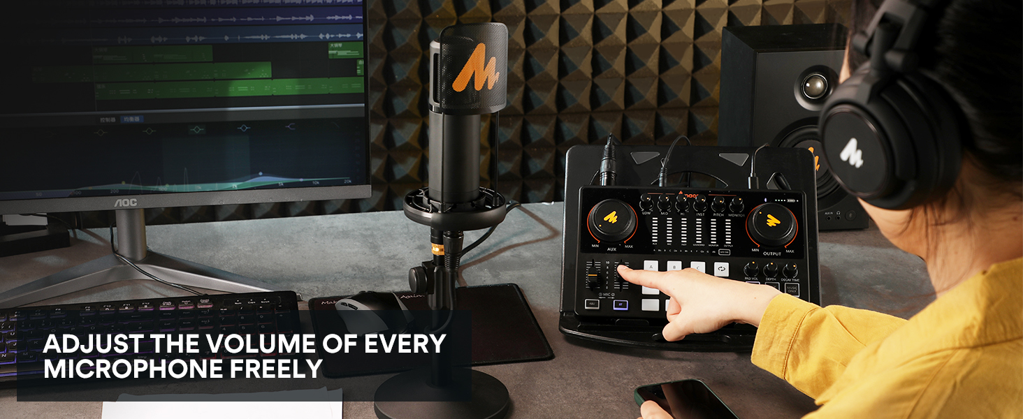 Maono AME2A Professional Sound Card Microphone Set Maonocaster Studio ...