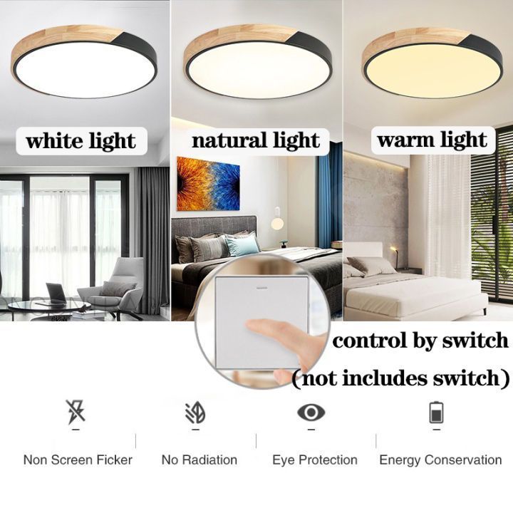 LED Tricolor ceiling light remote control dimming living room bedroom ...