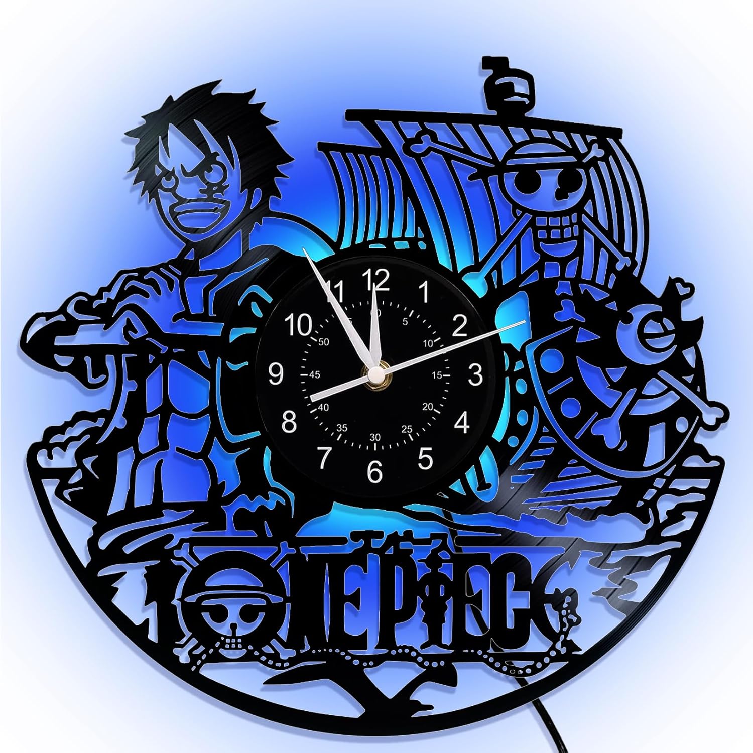 Anime One Piece Wall Clock Gifts, Creative 7 Color Night Lamp 12 Inches ...