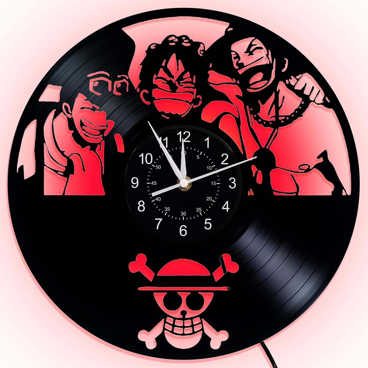 Anime One Piece Wall Clock Gifts, Creative 7 Color Night Lamp 12 Inches ...