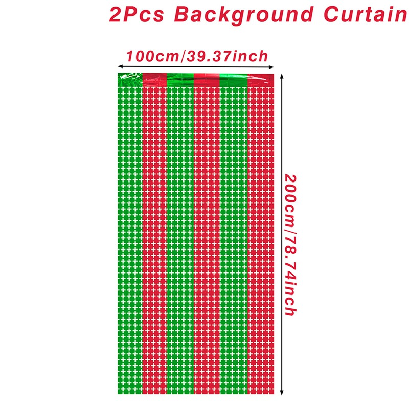 1*2M Christmas Rain Silk Foil Curtain Red Green Foil Curtain Backdrop ...
