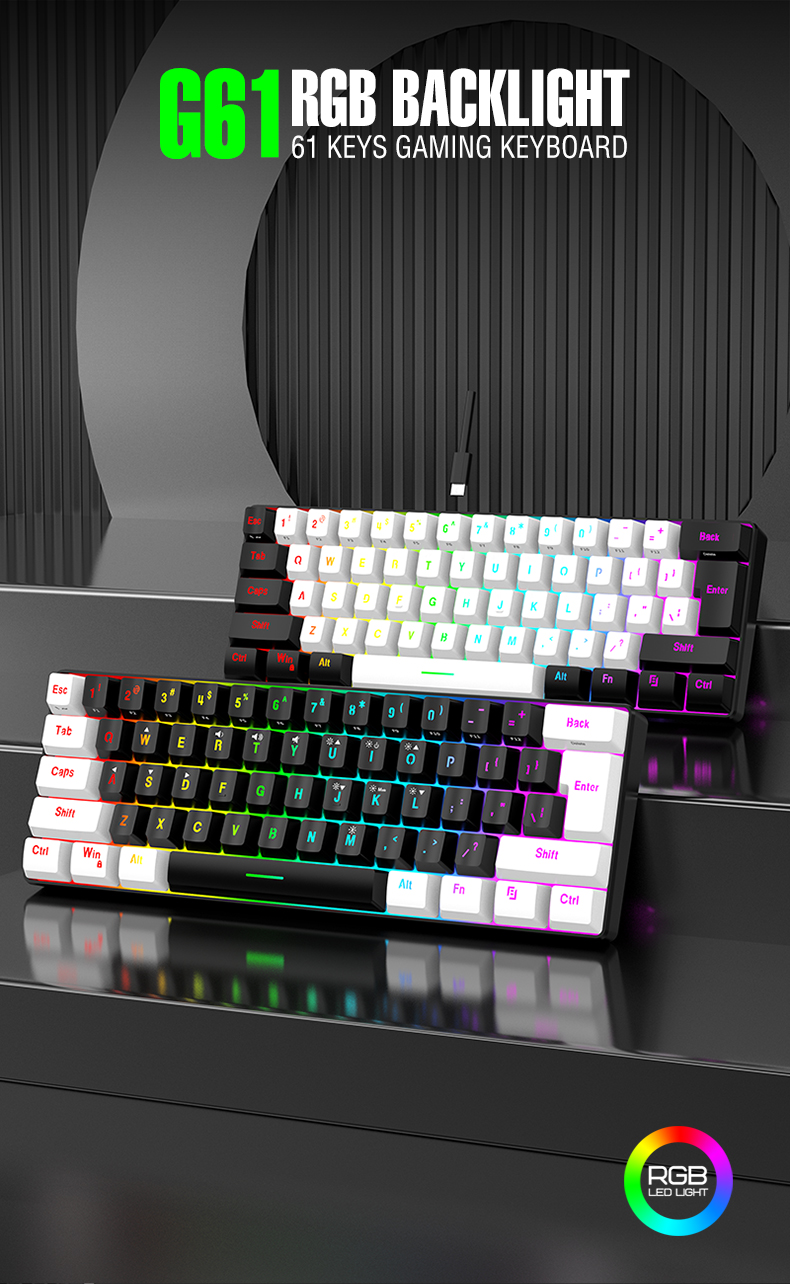 Keyboard For Gaming 61 Keys Wired Mechanical Keyboard Feel With RGB ...