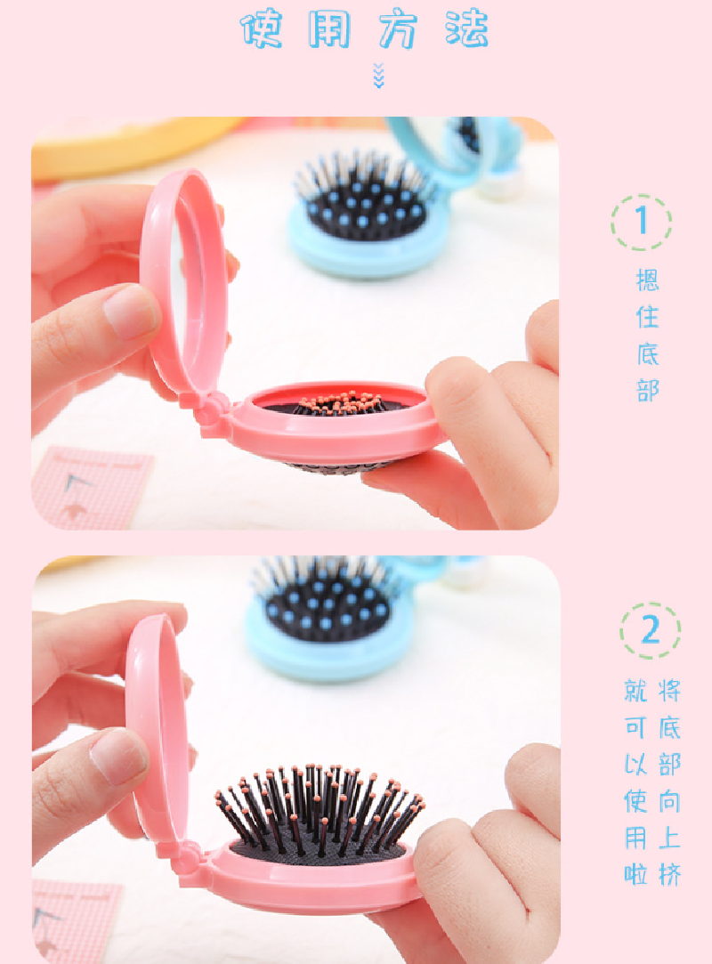 Folding mirror comb compact portable mini air cushion comb, female air ...