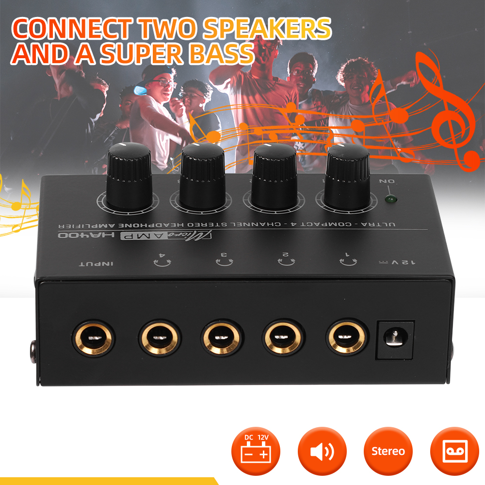 HA400 Headphone Amplifier 4 Channels 1 in 4 out Ultra-Compact Stereo ... HA400 Headphone Amplifier 4 Channels 1 in 4 out Ultra-Compact Stereo ...