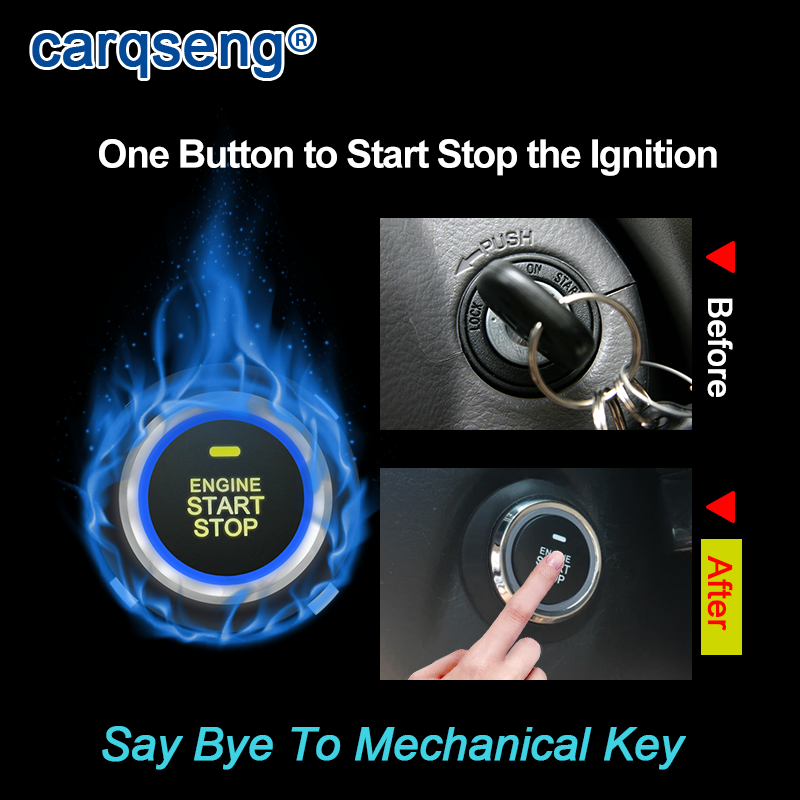 CARQSENG Q7B APP Control PKE 12V Car Alarm & Button Push Start & Anti ...