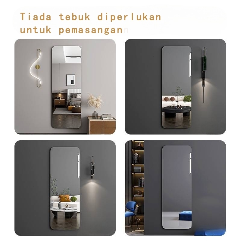 30*120cm Wall Adhesive Mirror Stickers HD Full length Mirror Acrylic ...