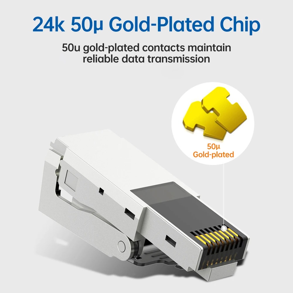 Hoolnx Cat8 Cat7 Cat6a Rj45 Modular Plug Tool Free Field Termination Rj45 Connector Reusable