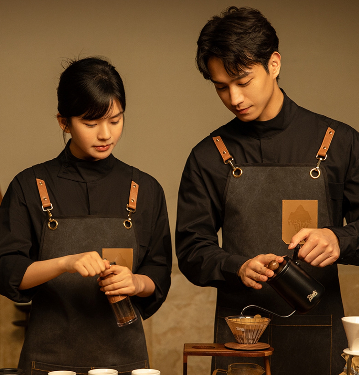 Ready Stock High-end coffee shop special apron customized logo barista ...
