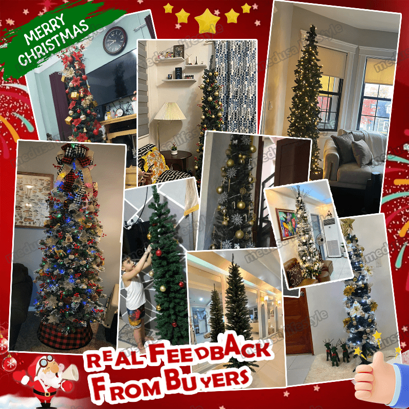Christmas Tree 7ft Makapal 4FT/5FT/6FT/7FT/8FT Xmas Slim Christmas Tree ...