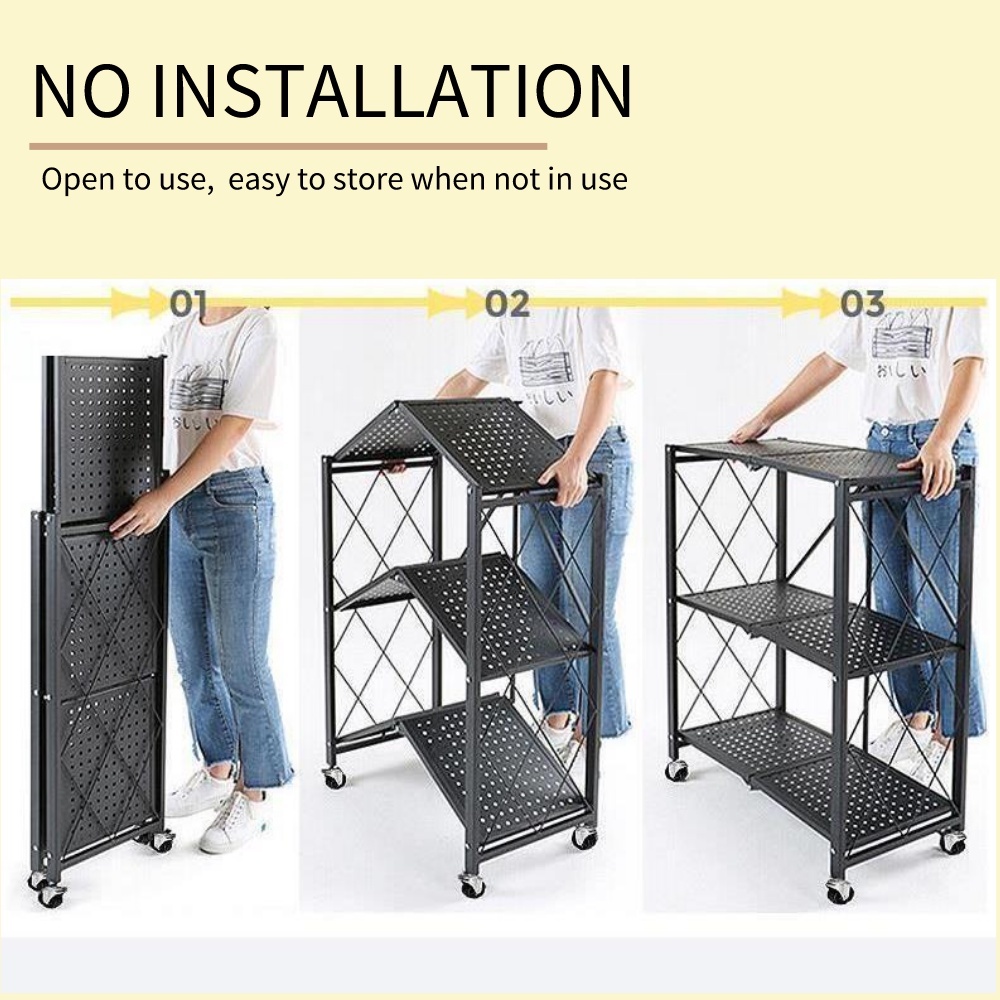 Foldable 3/4/5 Layer Metal Rack Steel Rack Kitchen Rack Organizer ...
