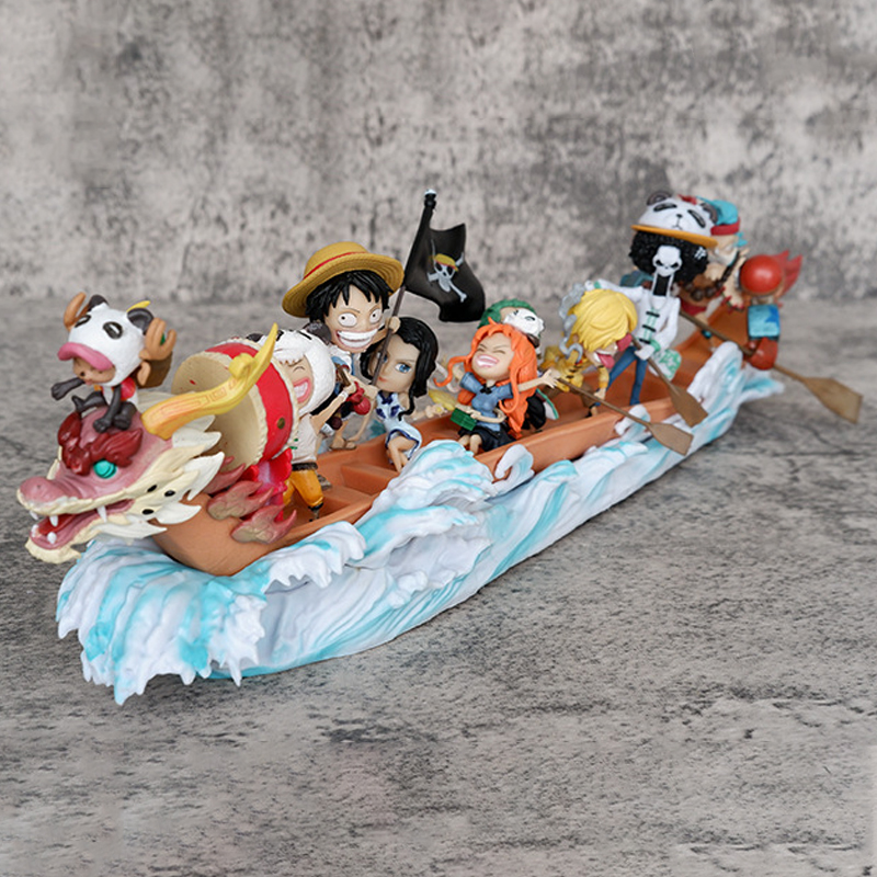 9Pcs/Set 36cm One Piece Anime Figure The Straw Hat Pirates Luffy Row ...