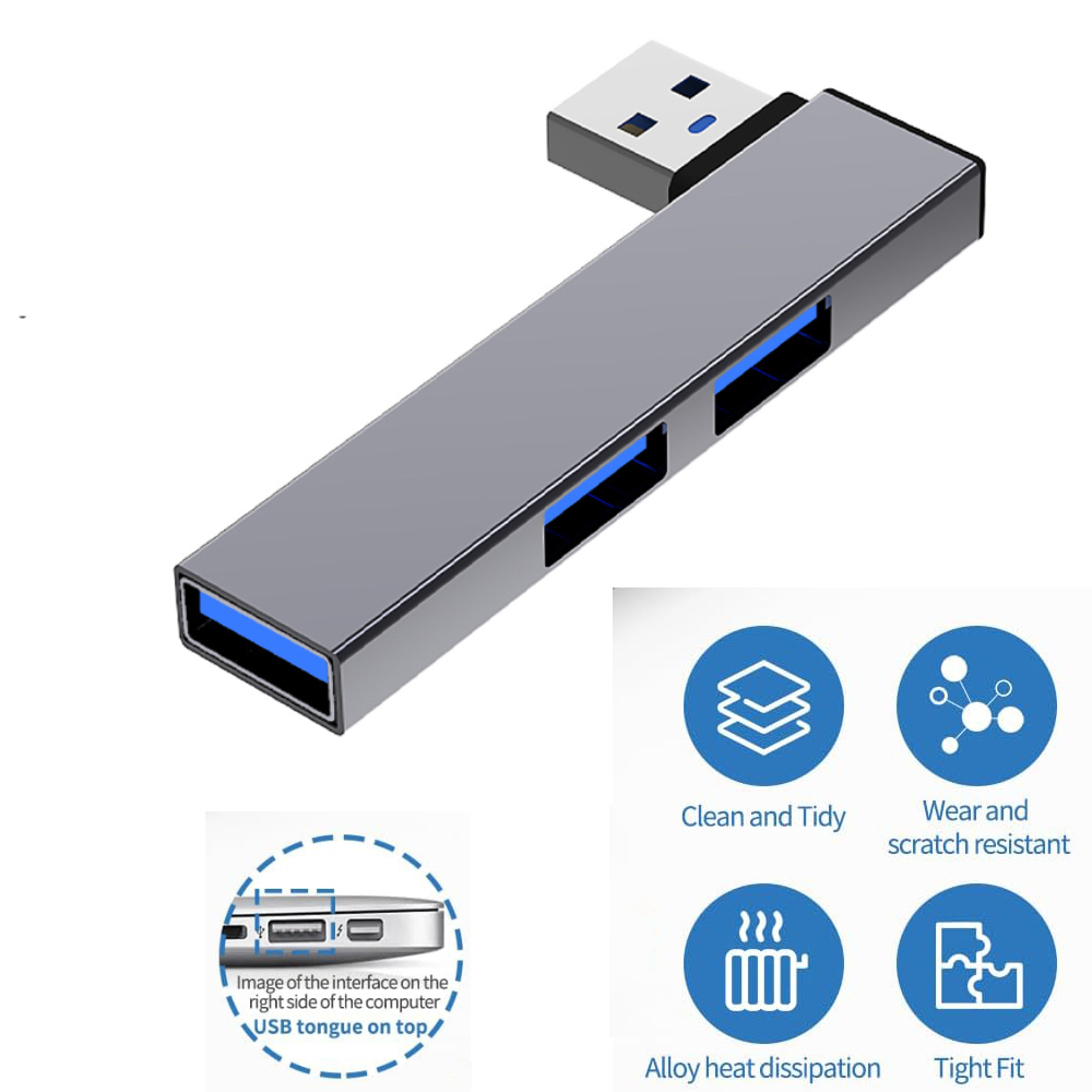 USB 3.0 Hub Aluminum USB Expander 3-Ports USB Splitter Extension Data ...