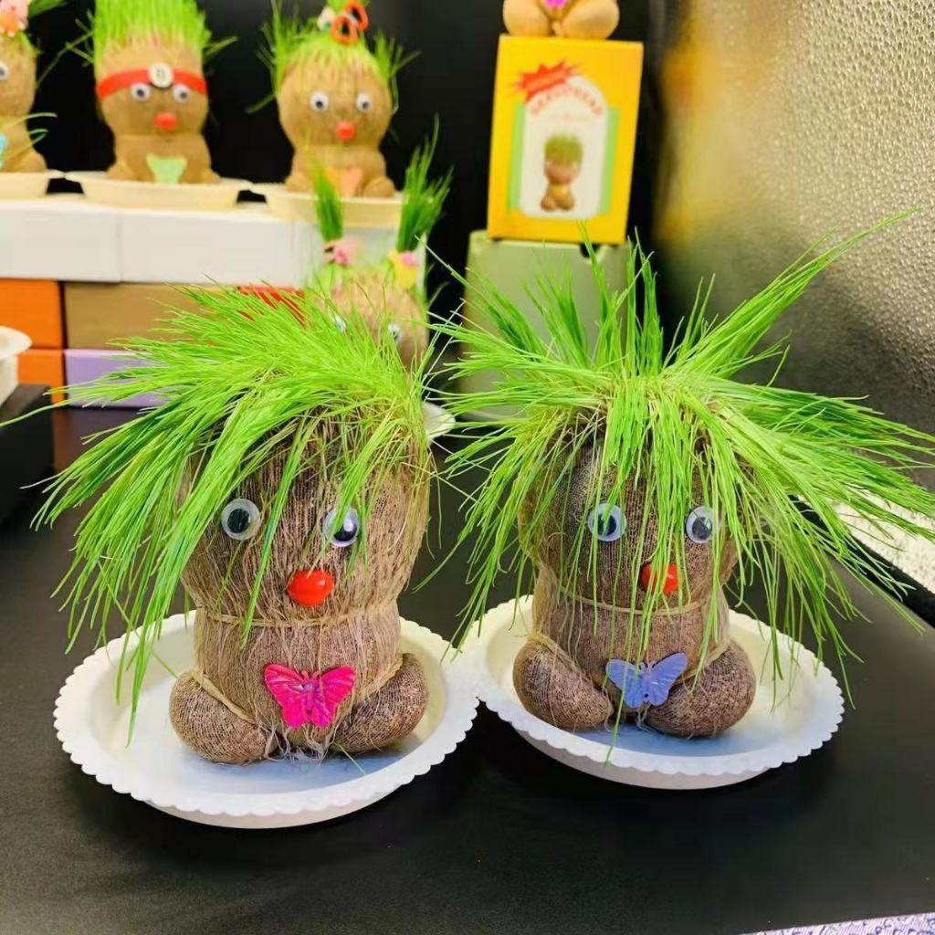 Buy 1 Get 1 DIY Children Growing Grass Head Doll Mini growing grass ...