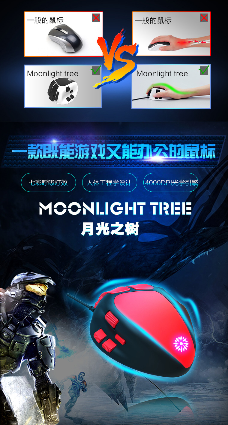 Moonlight tree Wired gaming mouse SM-9100 USB RGB | Shopee Philippines