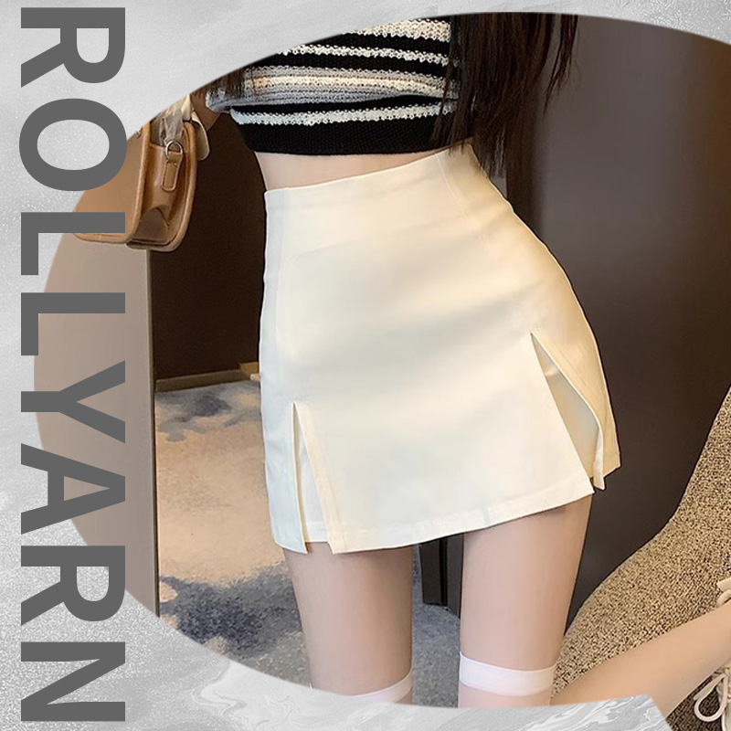 Korean High Waist Skirt Shorts for Women White Black Skirt With Slit ...