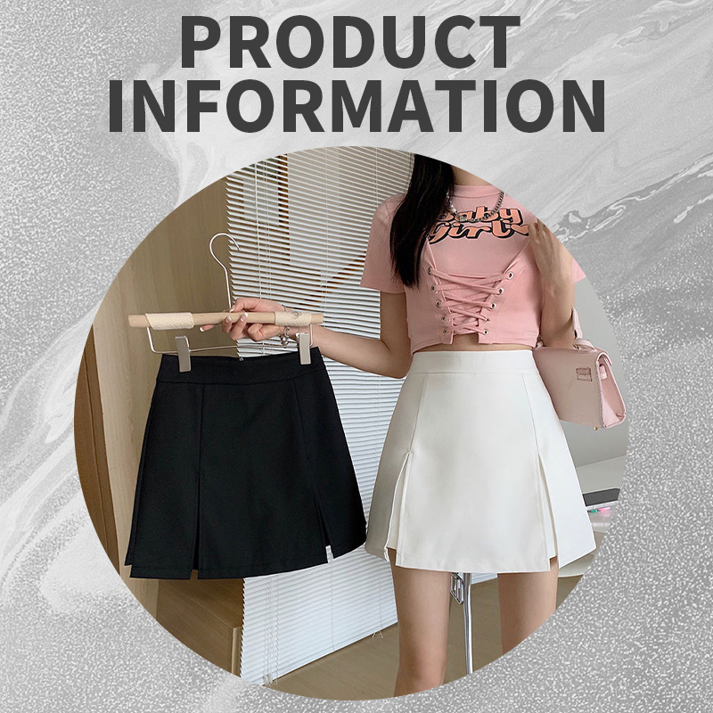 Korean High Waist Skirt Shorts for Women White Black Skirt With Slit ...