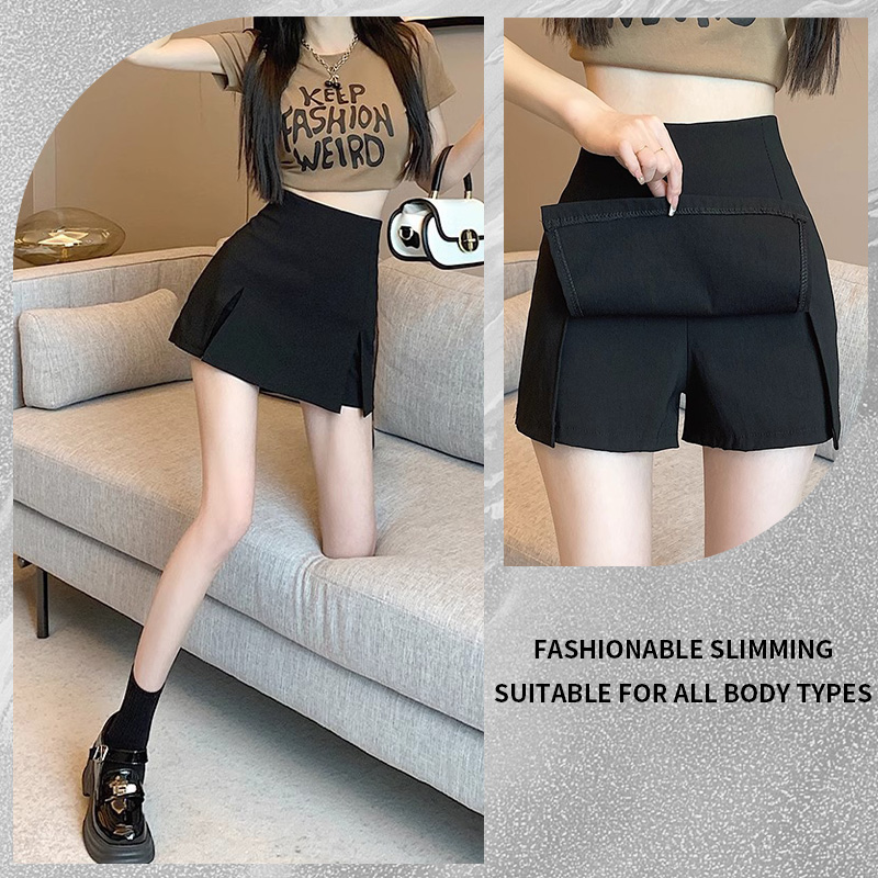 Korean High Waist Skirt Shorts for Women White Black Skirt With Slit ...