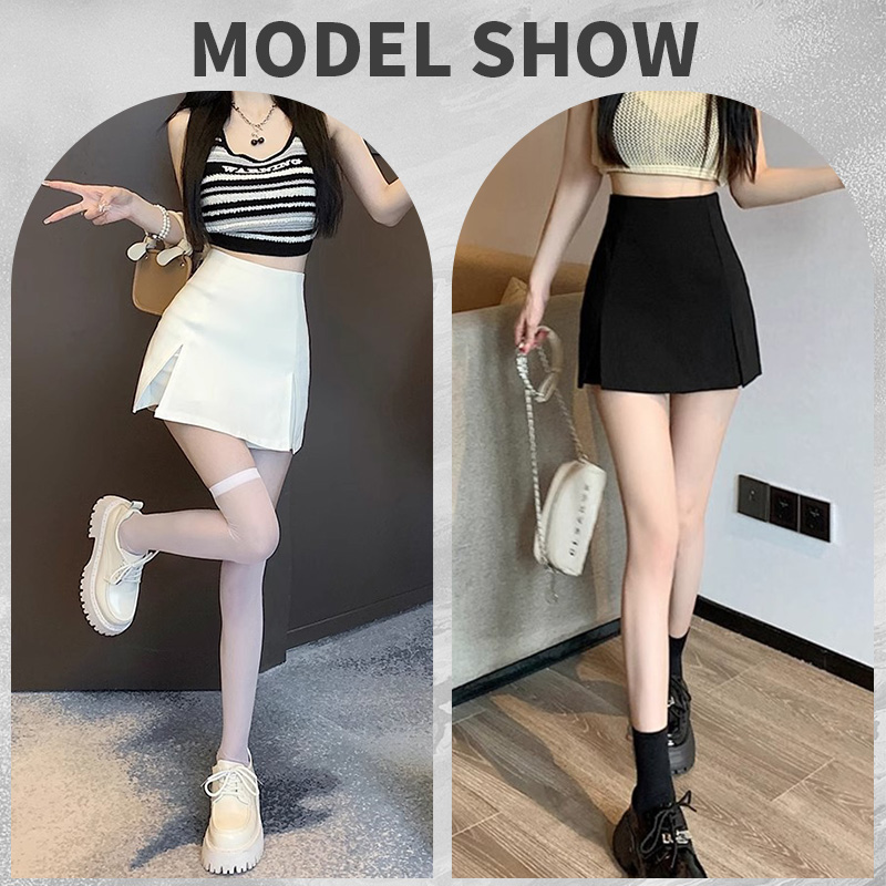 Korean High Waist Skirt Shorts for Women White Black Skirt With Slit ...