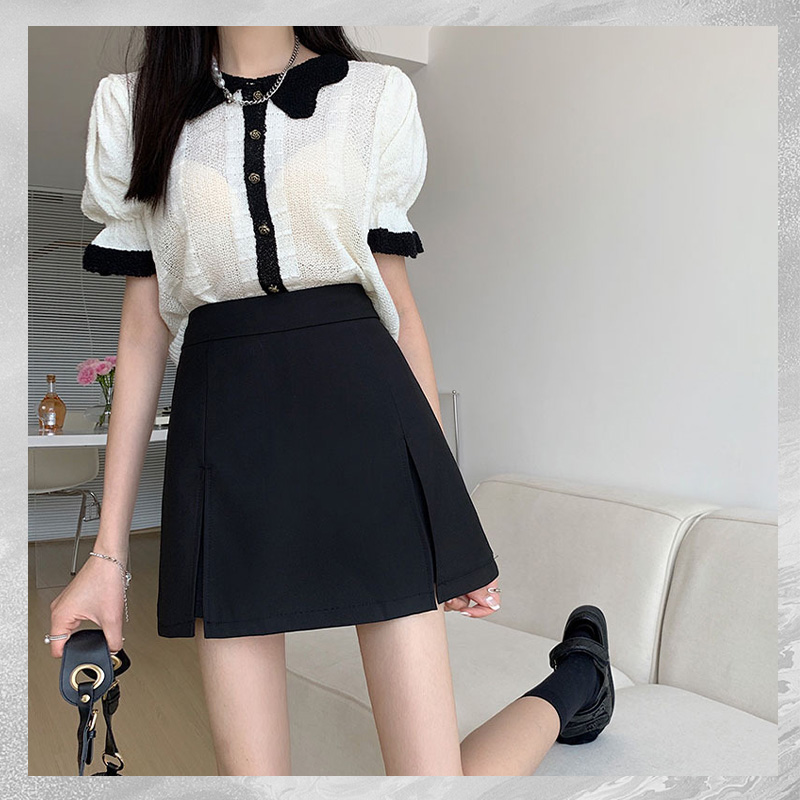 Korean High Waist Skirt Shorts for Women White Black Skirt With Slit ...