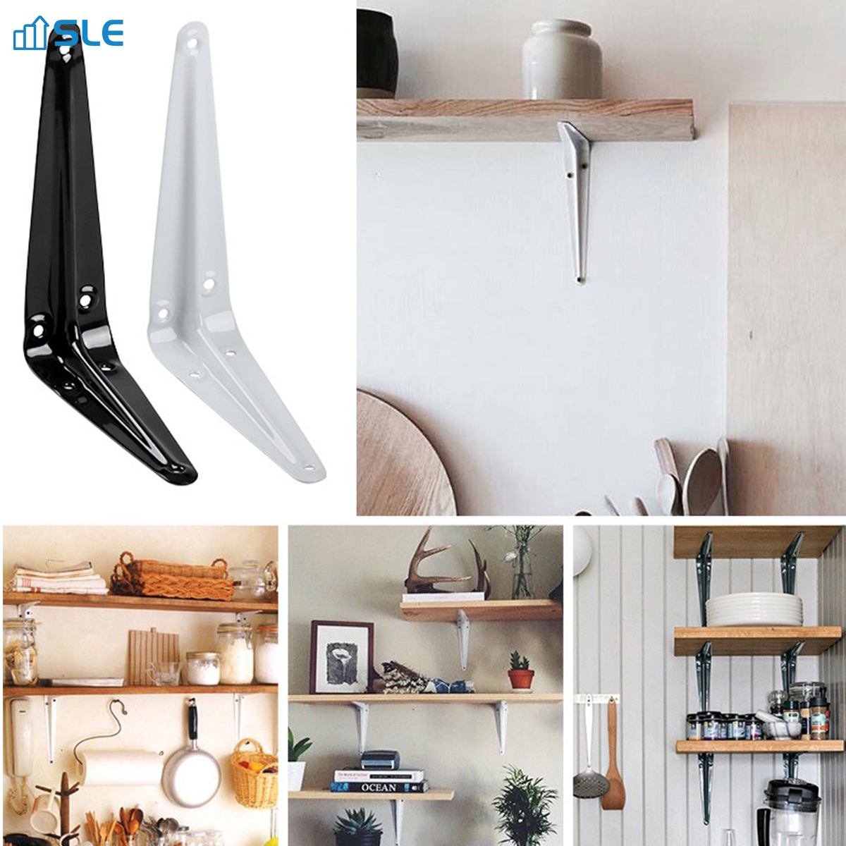 1 PCS Wall Triangle Angle Bracket L-Shape triangle bracket storage rack ...