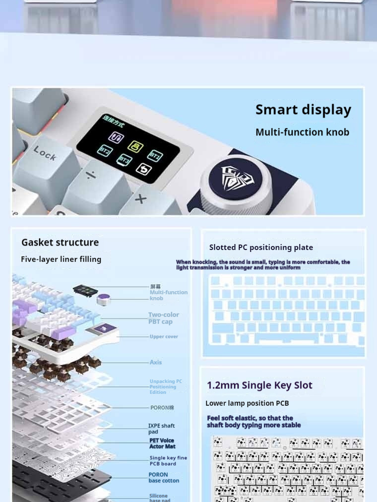 AULA S98pro three mode customized wireless mechanical keyboard, Gasket ...