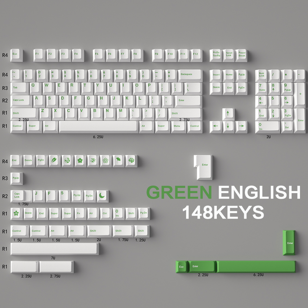 Minimalist Style 4 Color Schemes Keycaps 148Keys/Set PBT Cherry Profile ...