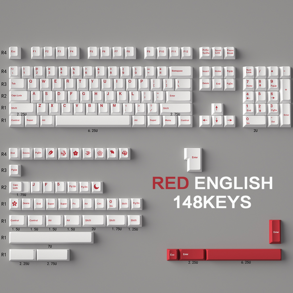 Minimalist Style 4 Color Schemes Keycaps 148Keys/Set PBT Cherry Profile ...