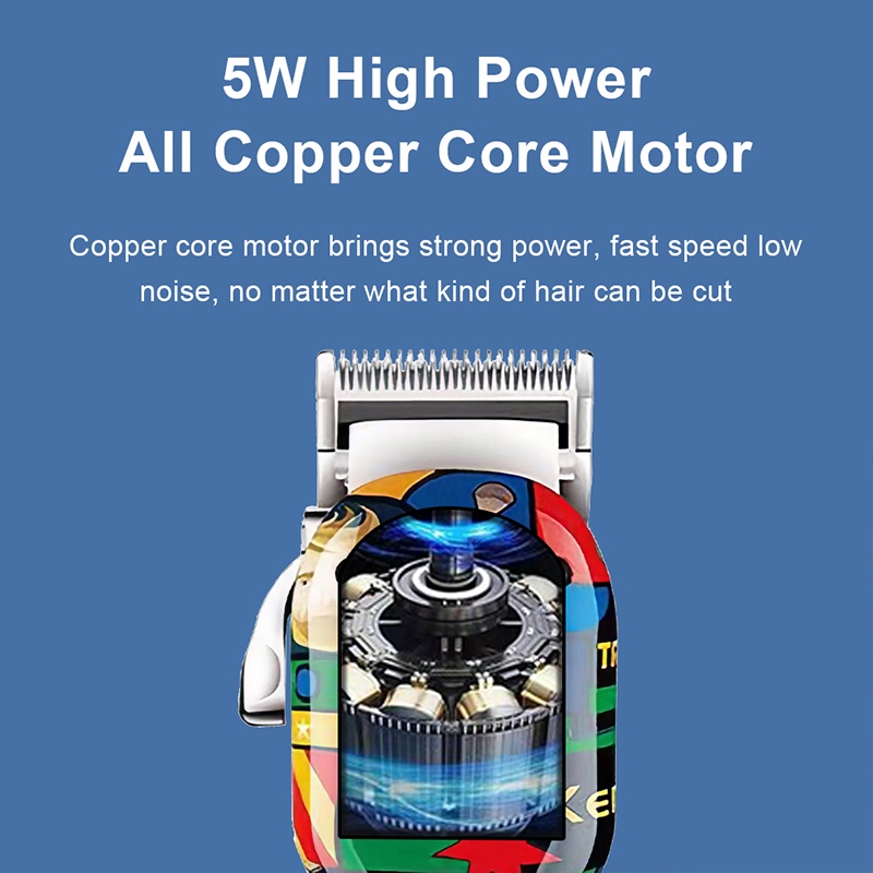 Kemei Professional Hair Clipper Fashion Graffiti Automatic Grinding Not ...