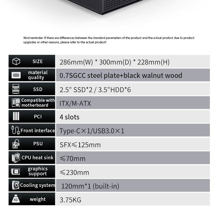 JONSBO N4 Black NAS Chassis M-ATX Motherboard SFX Power Slot 6 Large 2 ...