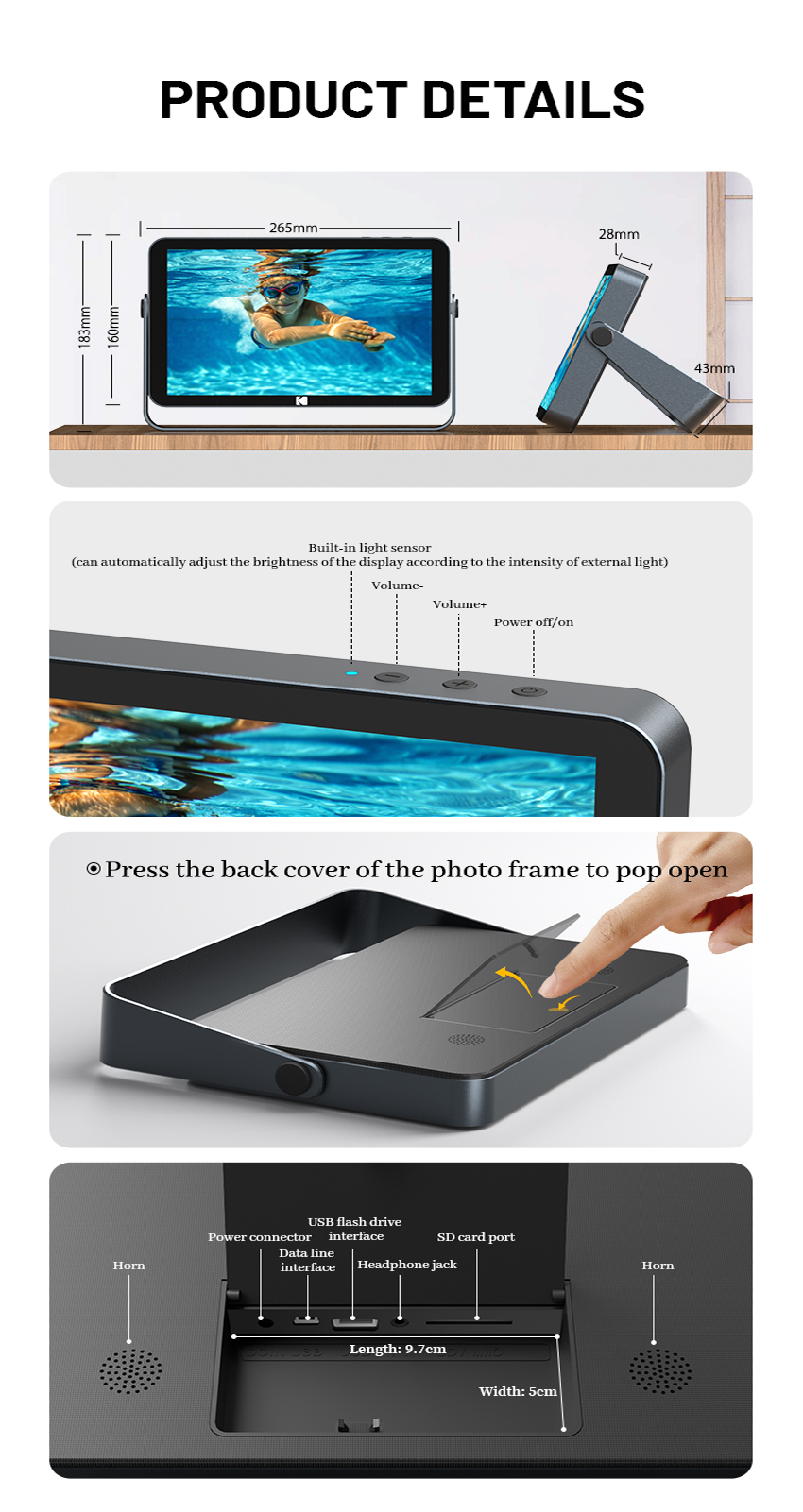 KODAK RWF-109 WiFi Digital Photo Frame 10.1-inch FHD Touch Screen ...