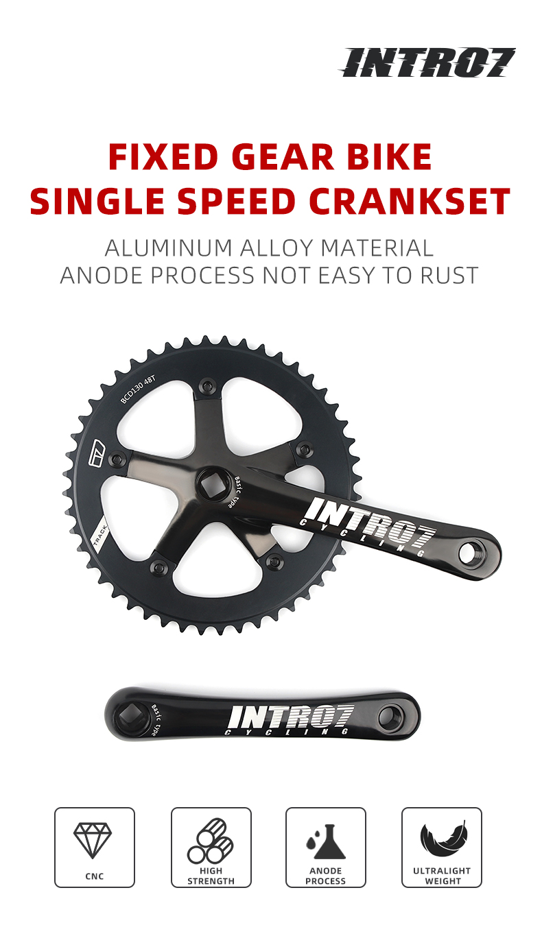INTRO7 Fixie Crankset 48T 170mm Square Hole Chainwheel and Crank ...