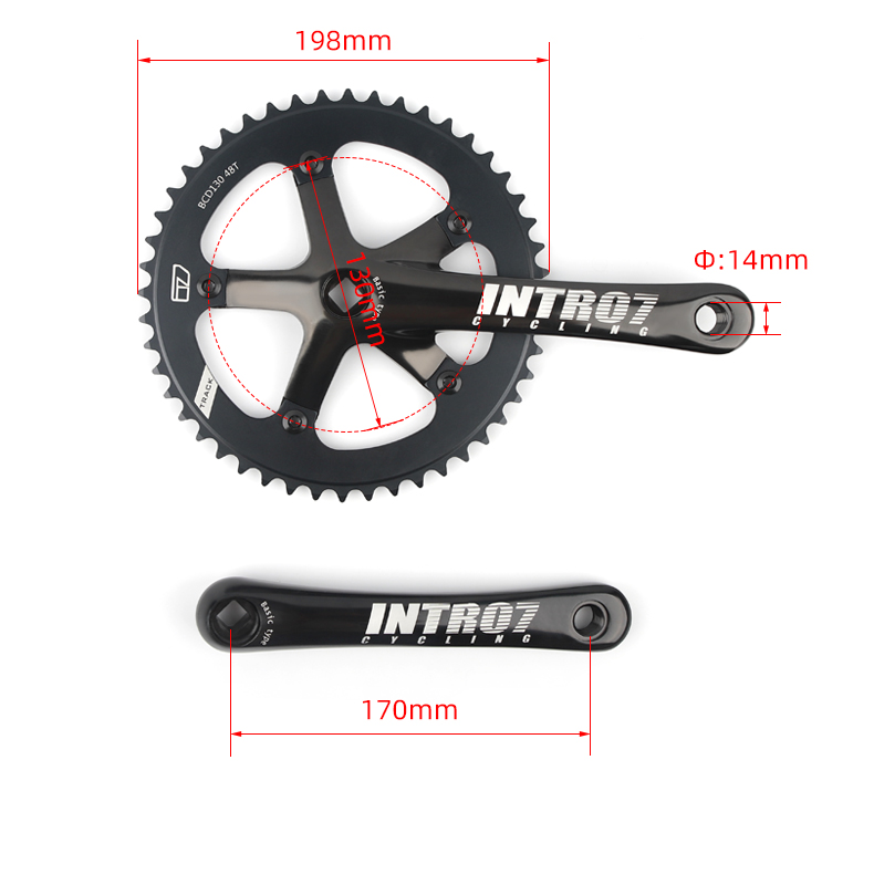 INTRO7 Fixed Gear Bike Crankset 48T 170mm 130BCD Single Speed Bicycle ...