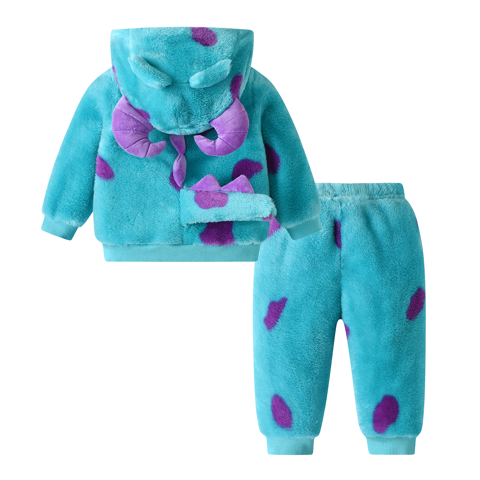 BAGA-6 Months-5 years Baby Fleece Jumpsuit Cartoon Animal Horn Hooded ...