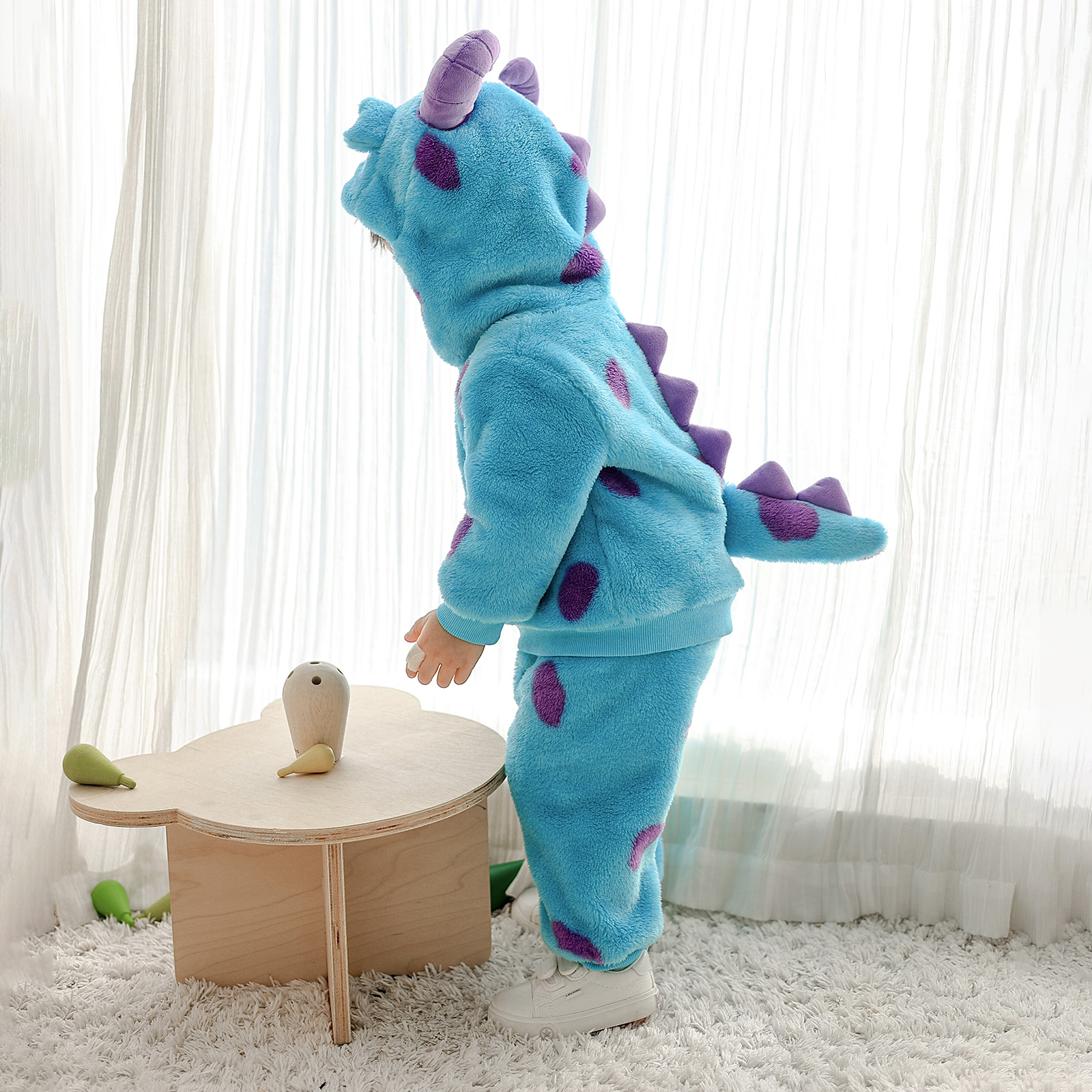 BAGA-6 Months-5 years Baby Fleece Jumpsuit Cartoon Animal Horn Hooded ...