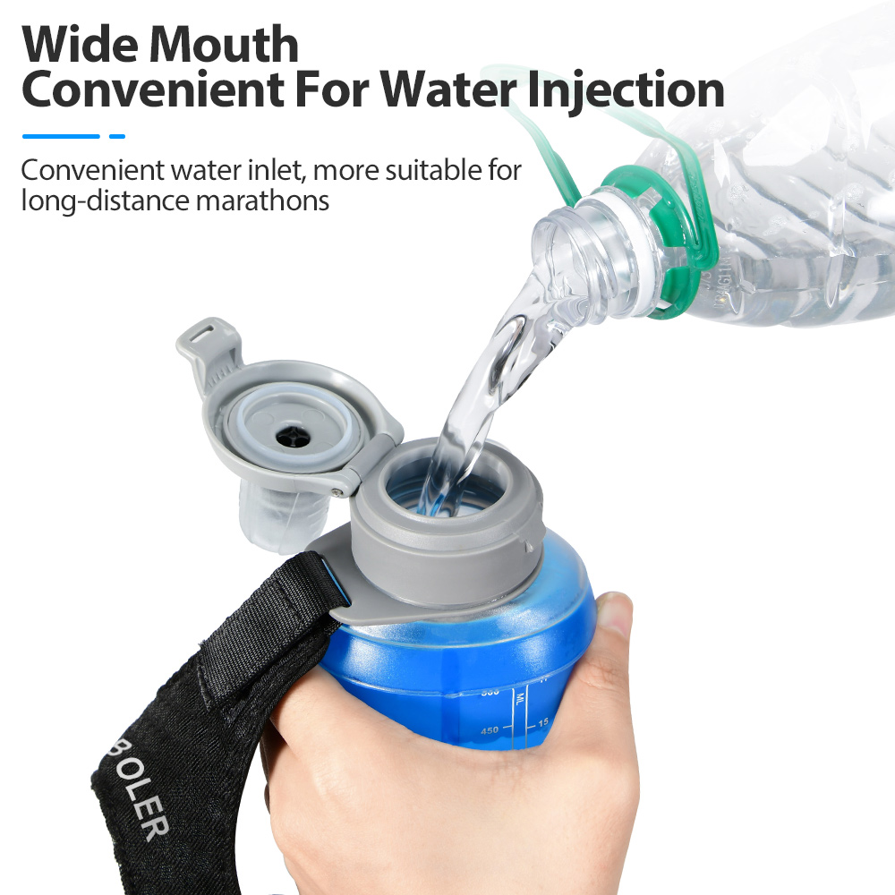 NEWBOLER 500ml TPU Handheld Running Water Bottle Soft Flask Adjustable ...