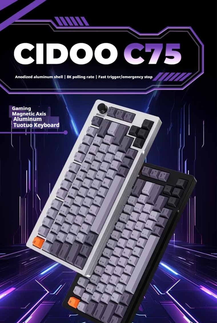 CIDOO C75 e-sports magnetic axis gaming keyboard, aluminum alloy CNC ...