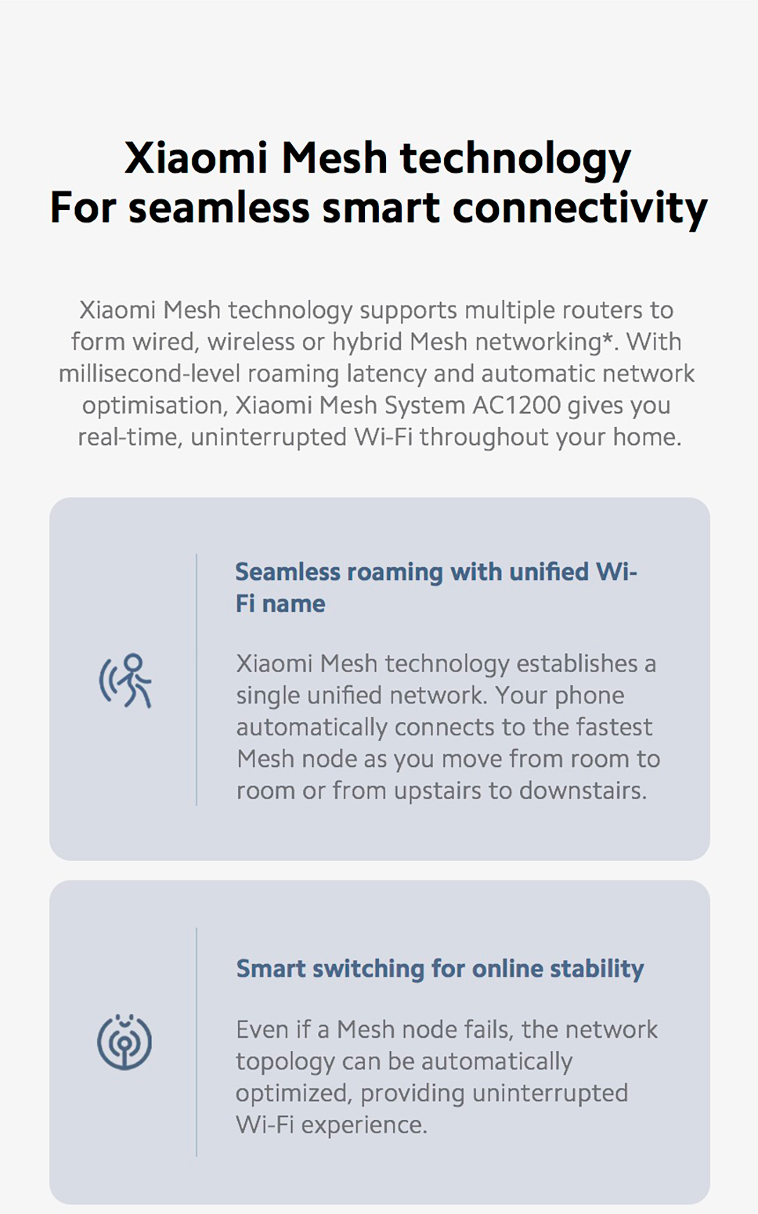 Xiaomi Mesh System AC1200 EU(1pack&2pack)|Simple and compact design|2.4GHz and 5GHz dual-band ...
