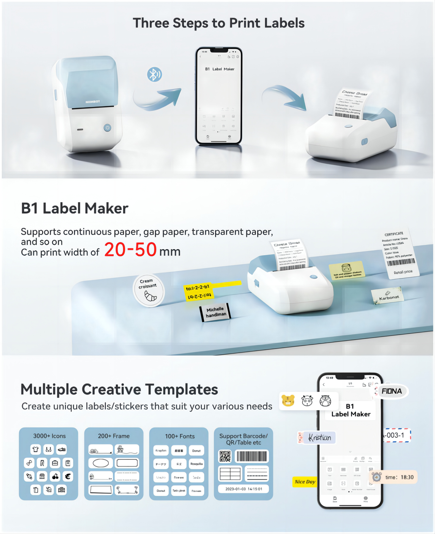 NIIMBOT B1 Bluetooth Label Printer, Portable Handheld Thermal Printer ...