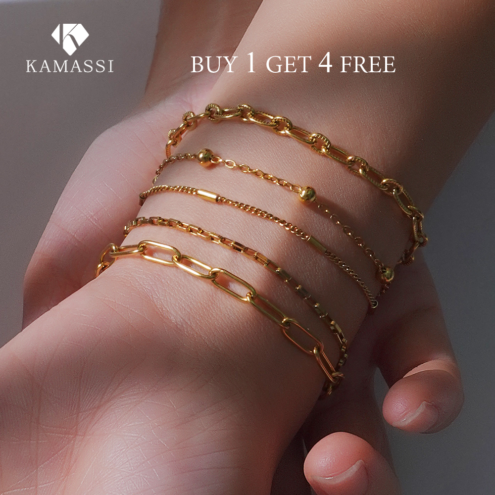 KAMASSI Buy 1 Get 4 Free Stainless Steel Fashion Design for Women Five ...