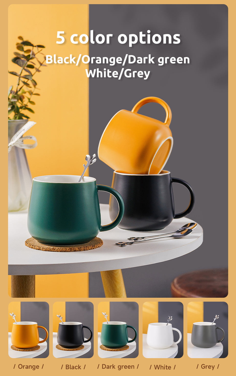 【PH Stock】Ceramic Coffee Mug 350ML Coffee Cup Set Free Spoon Tea Cup ...