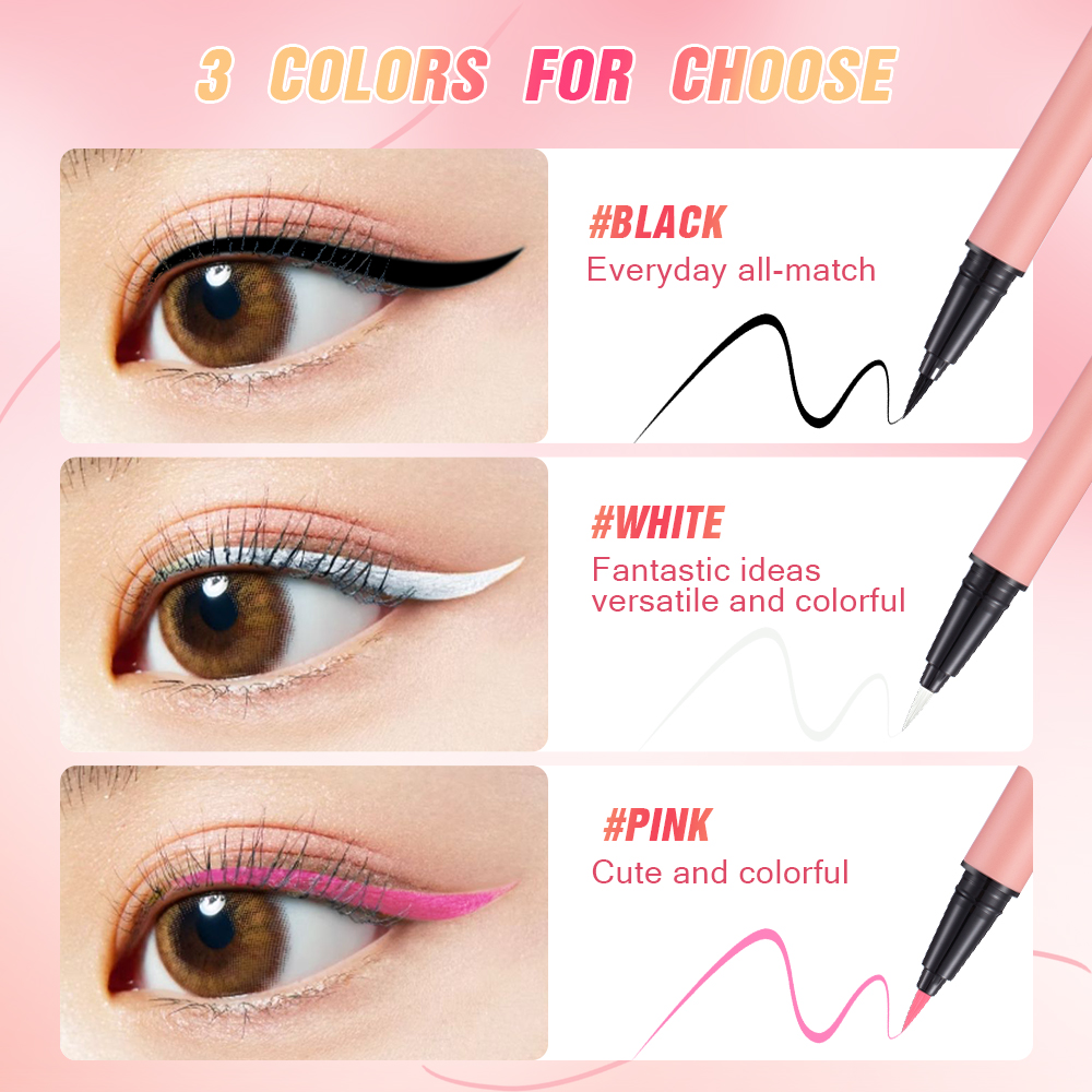 SANIYE 3 Colors Ultra Thin Eyeliner Black White Pink Liquid Eyeliner ...