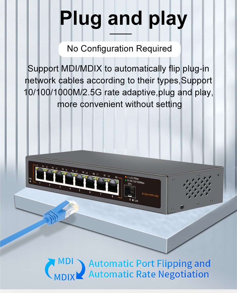 JT-COM 6-Port / 9-Port 2.5Gb Ethernet Switch 2 10G SFP+ Port And 4-Port ...