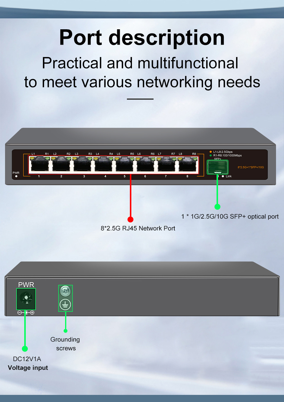 JT-COM 6-Port / 9-Port 2.5Gb Ethernet Switch 2 10G SFP+ Port And 4-Port /8-Port Uplink 2.5GBASE ...