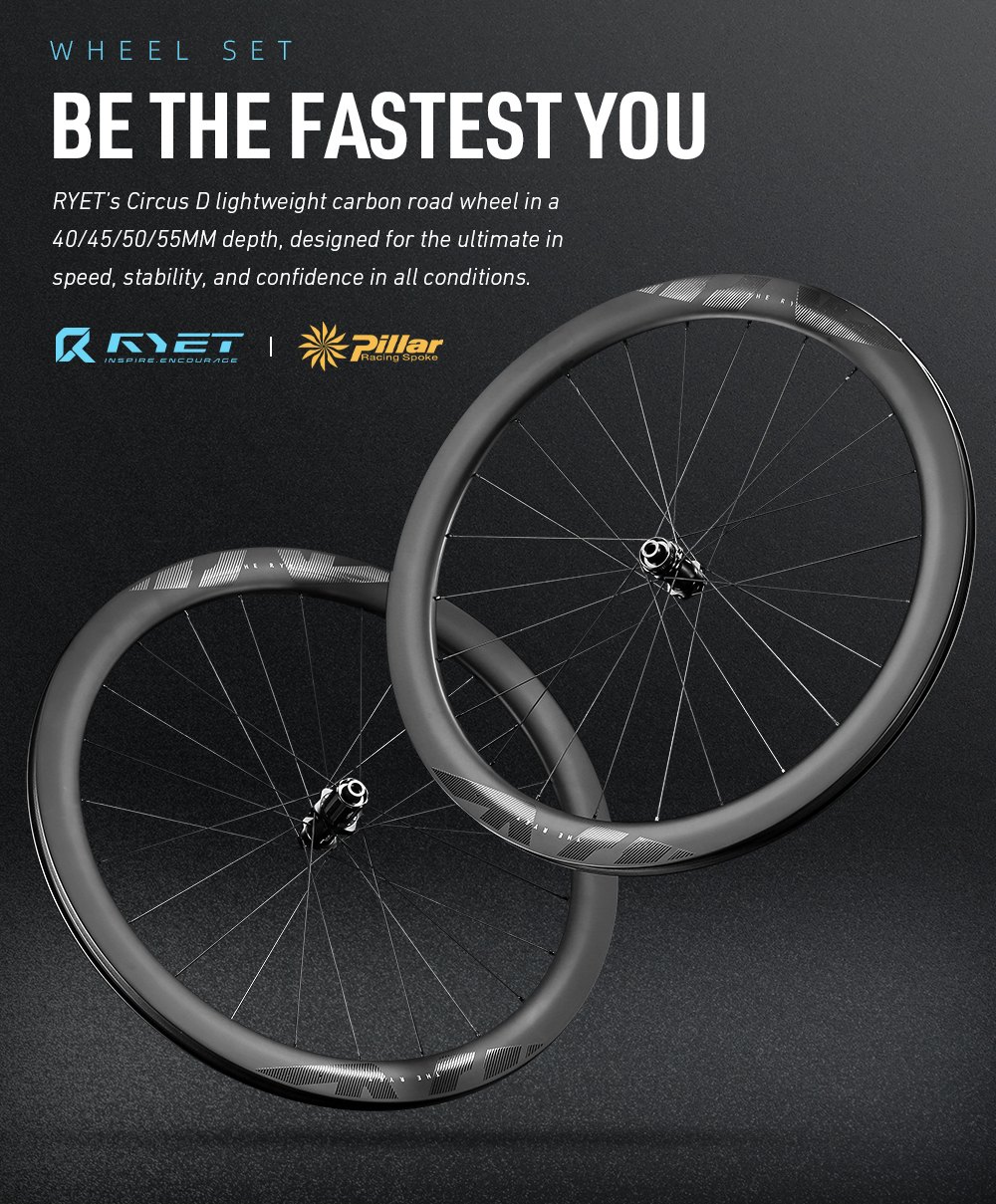 2025 RYET Disc Brake Road Carbon Wheels Ceramic Road Wheelset Tubless CLincher Disc Wheelsets ...