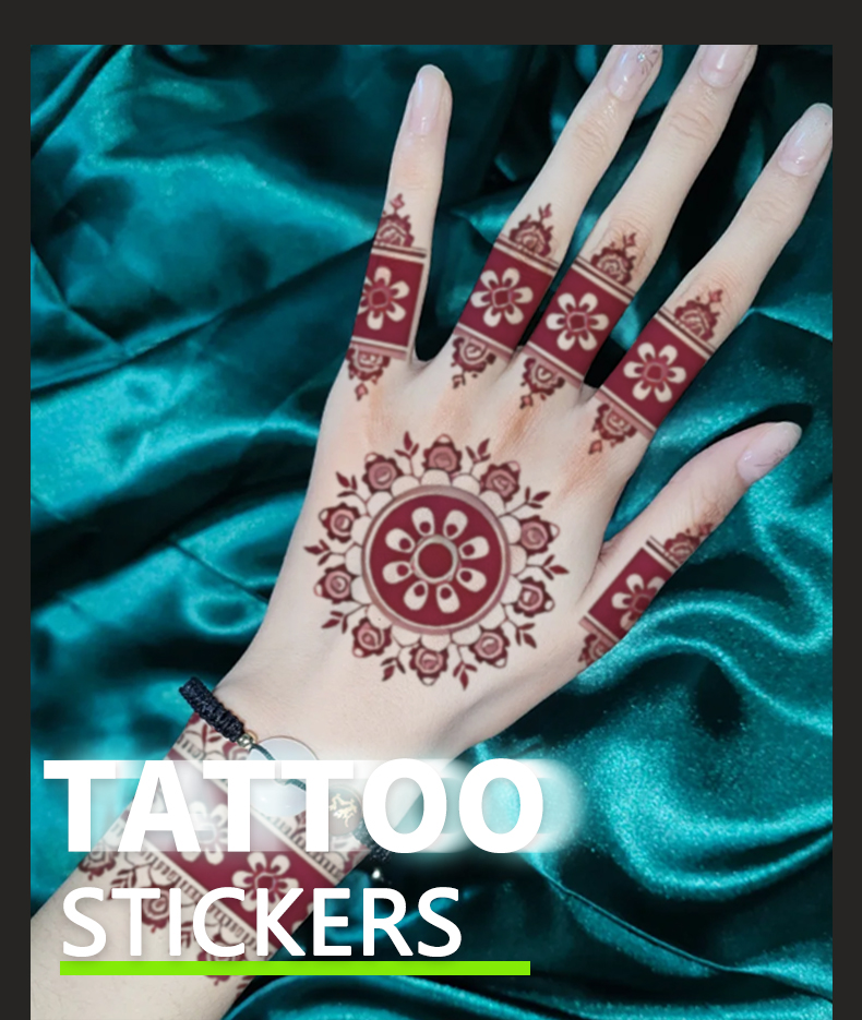 Henna Colorful Tattoo Stickers Waterproof Lasting Female Arm ...