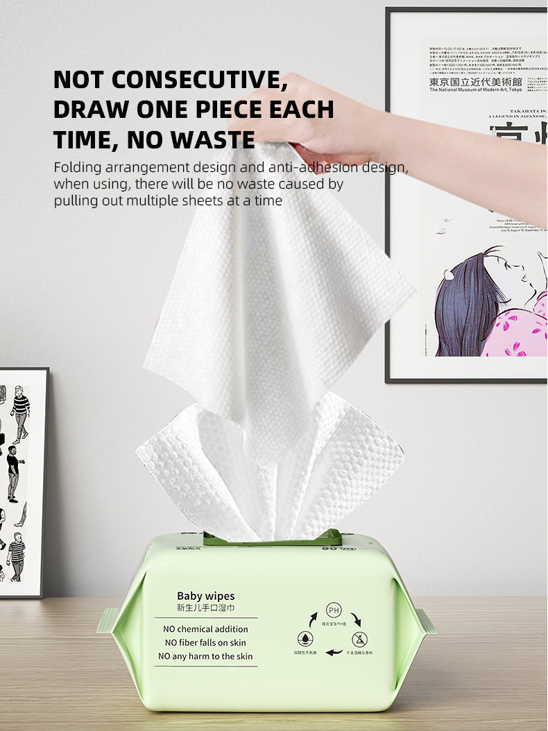 5 Packs 80pcs Per Package Unscented Large Baby Wipes Wet Tissue Wipes ...